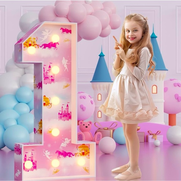 Party Supplies | New Marquee Numbers Princess Birthday Decorations 3ft ...